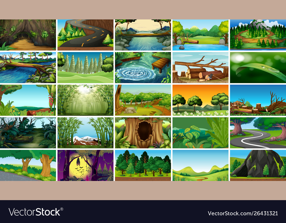 Empty blank landscape nature scenes Royalty Free Vector