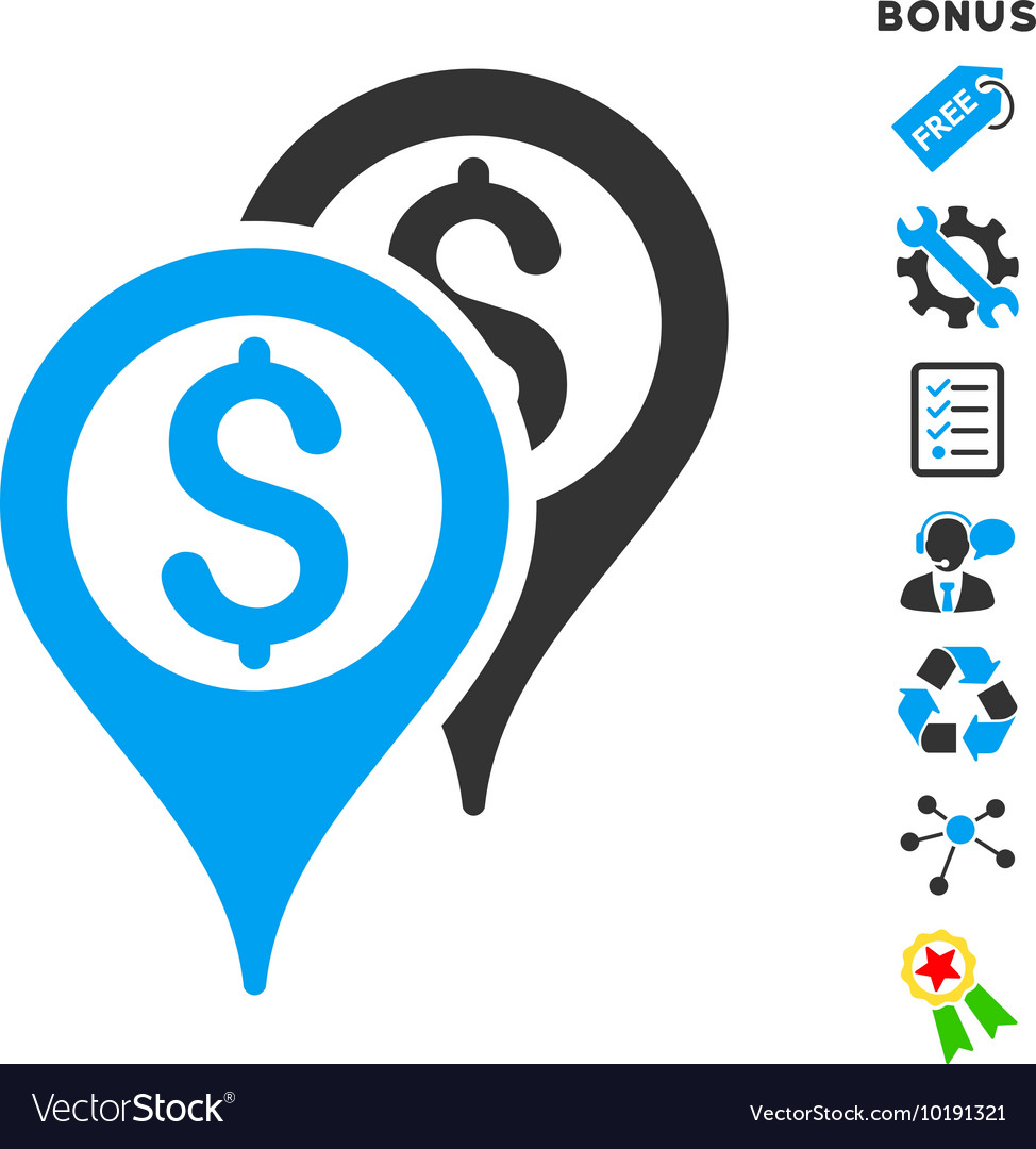 Financial map pointers flat icon with bonus Vector Image