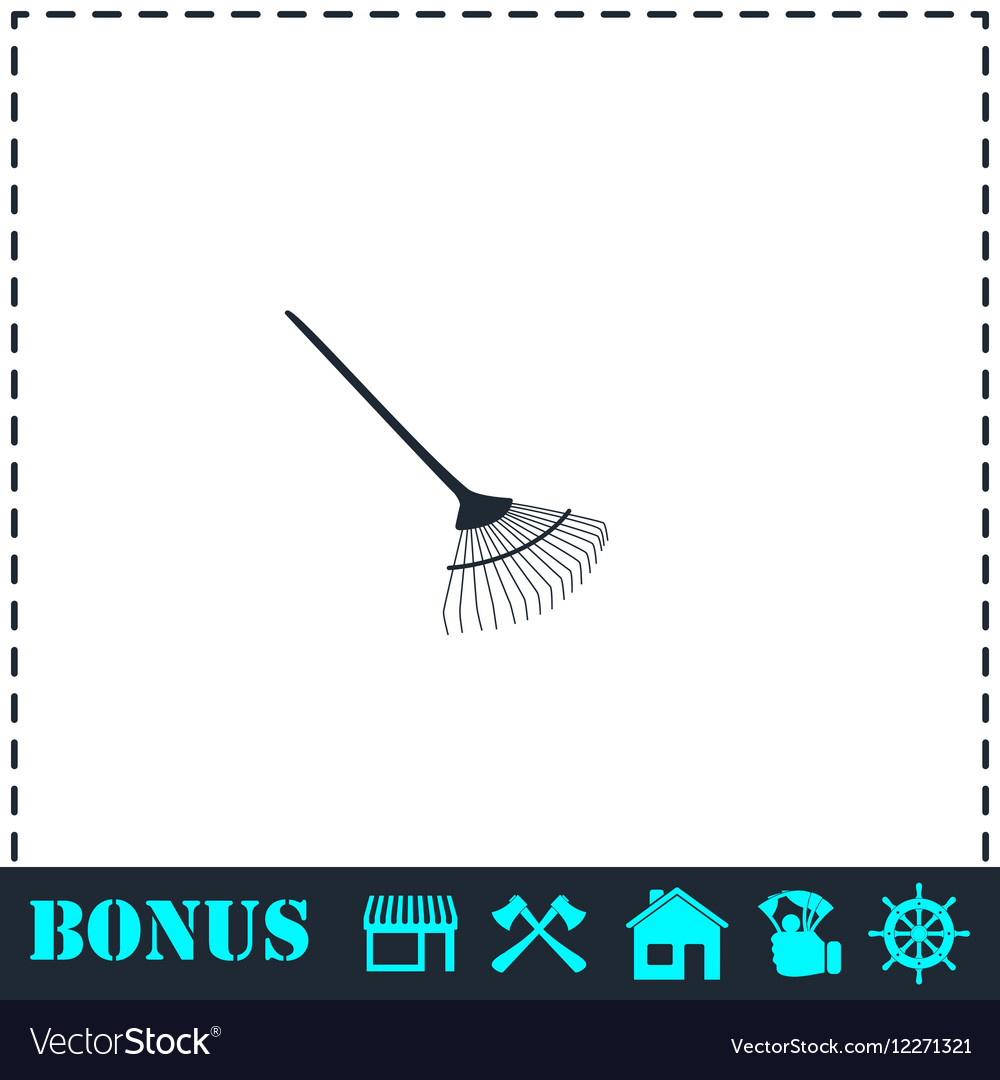 Gardening rake icon flat Royalty Free Vector Image