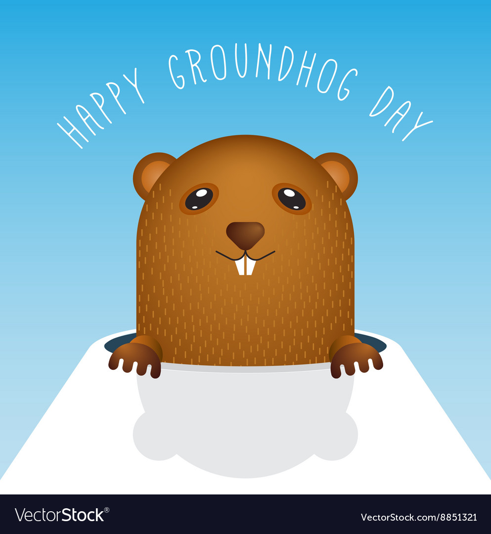 Happy groundhog day with groundhog Royalty Free Vector Image