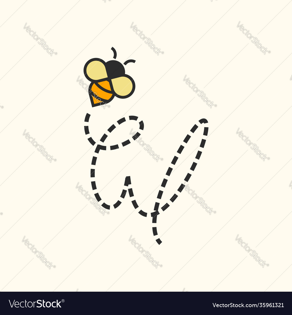 Initial flying bee w Royalty Free Vector Image