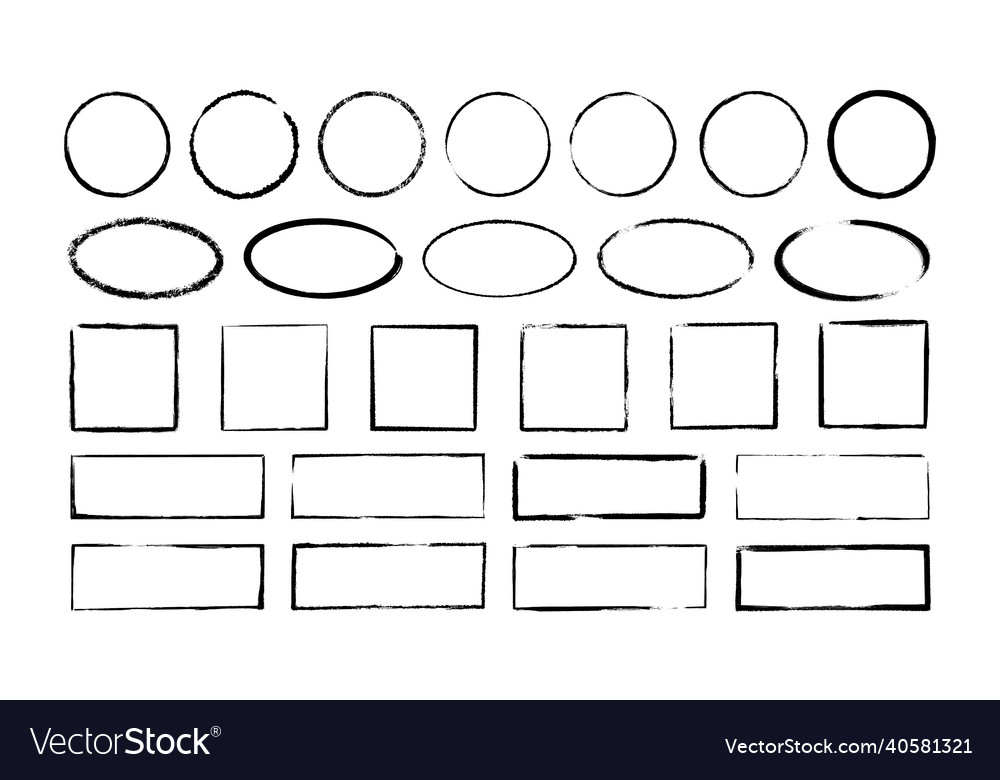 Ink oval circle and rectangle frames grunge Vector Image