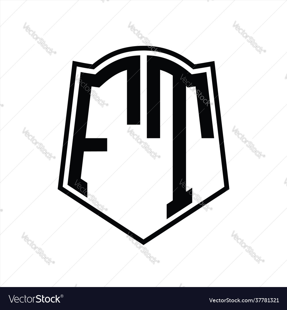 Logo monogram with shield shape outline design Vector Image