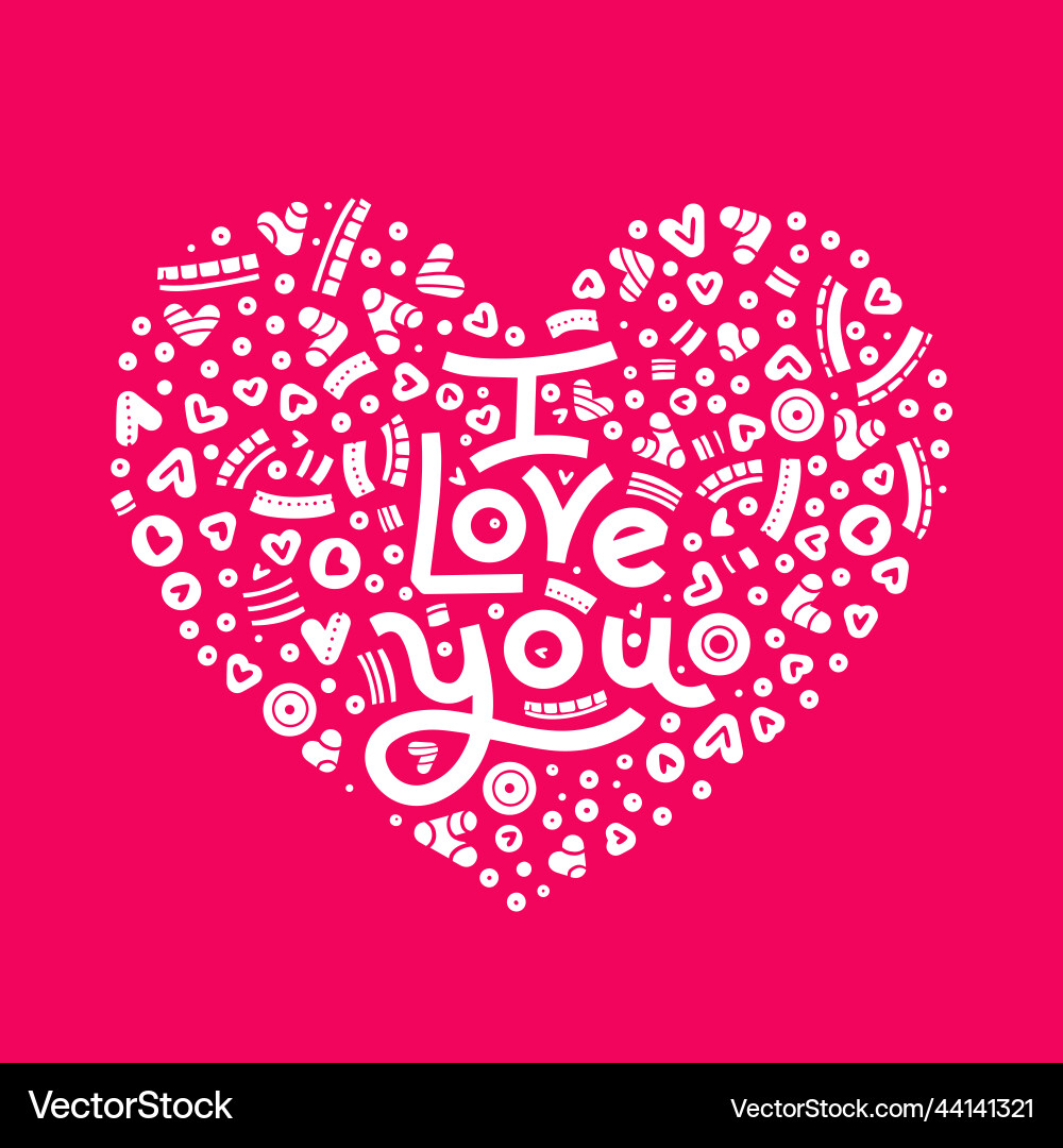 Love you words bold lettering surrounded with hand