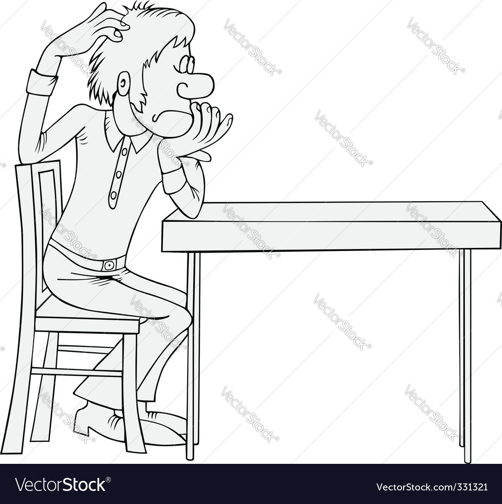 Man sitting at table Royalty Free Vector Image