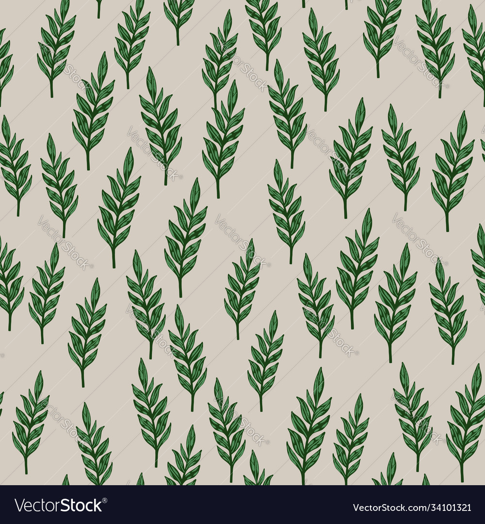 Random seamless pattern with green leaves Vector Image