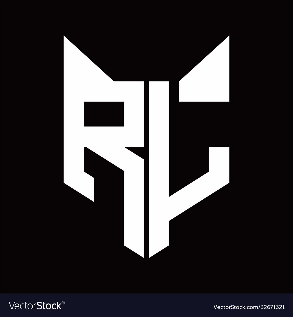 Rl logo monogram with fox head shape design Vector Image