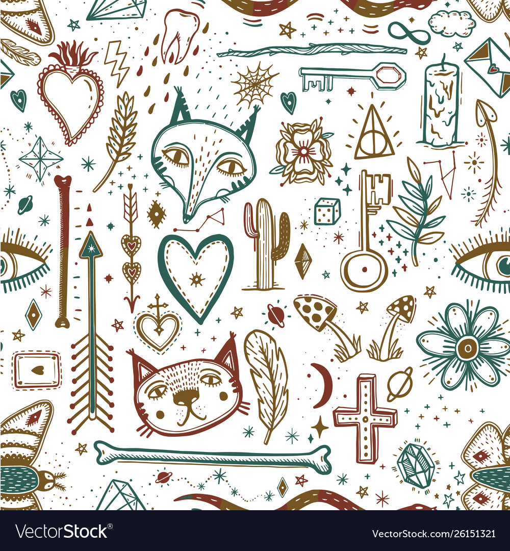 Seamless pattern with magical pattern mystical Vector Image