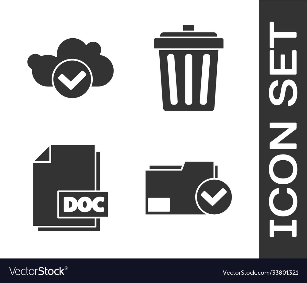 Set document folder and check mark cloud Vector Image Set document folder and check mark cloud Vector Image