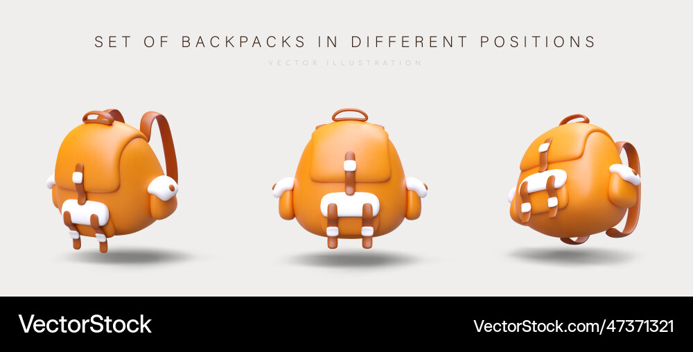 Set of realistic backpacks school bag with straps Vector Image
