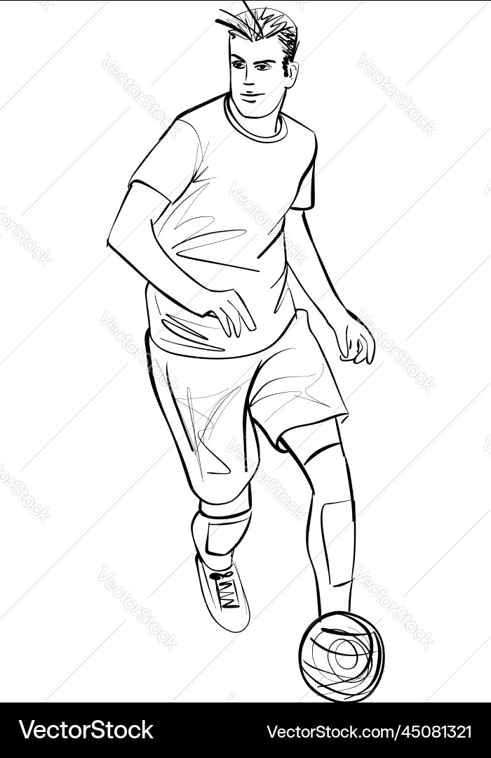 Soccer or football player sketch - player Vector Image