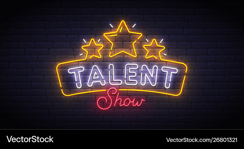 Talent show neon sign bright signboard Royalty Free Vector