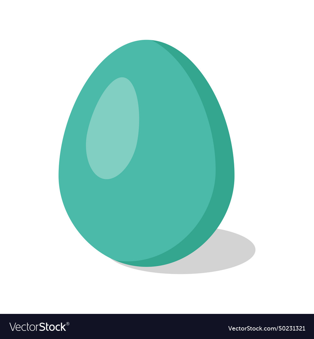 Turquoise easter egg cartoon flat style Royalty Free Vector