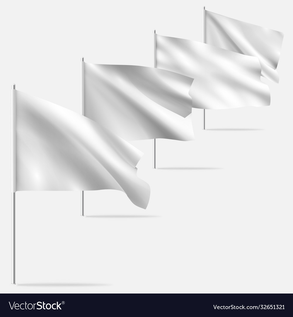 White clean horizontal waving template flag Vector Image