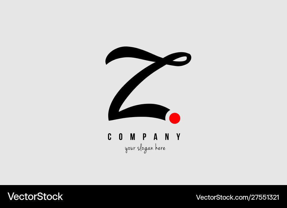 Z black and white alphabet letter with red circle Vector Image