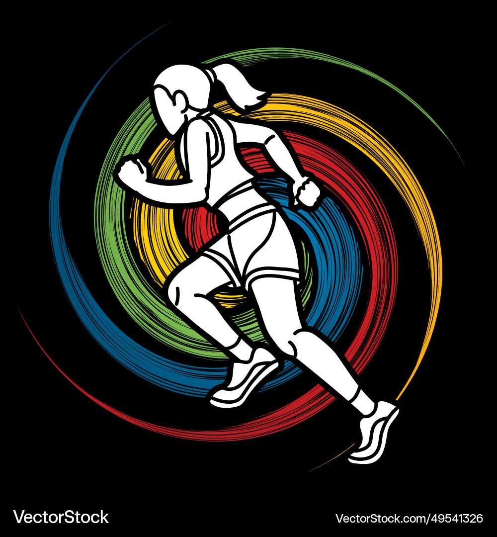 A woman start running action marathon runner Vector Image