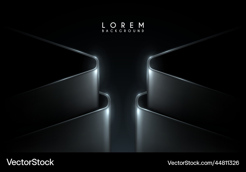 Abstract metal shapes on black background Vector Image