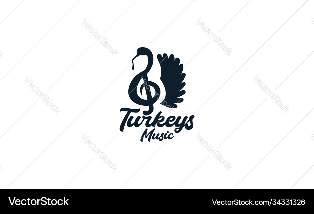 Bird turkeys with music logo Royalty Free Vector Image