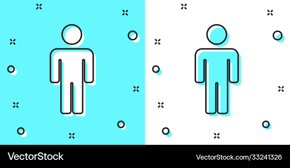 Black line user man icon isolated on green Vector Image