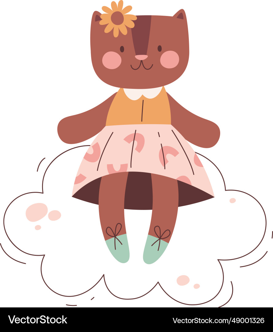 Cat sitting on cloud Royalty Free Vector Image