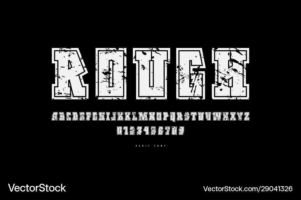 Decorative geometric serif font with contour Vector Image