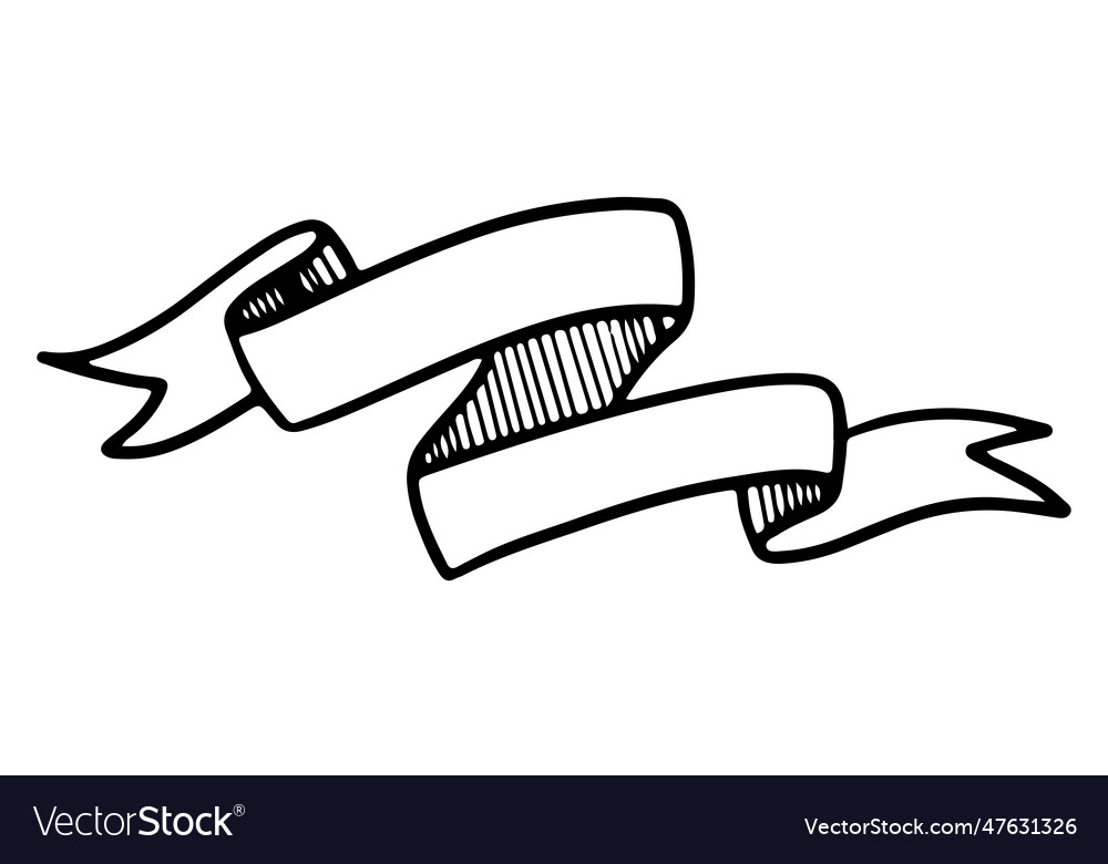 Doodle sketch style of ribbon banner hand drawn Vector Image