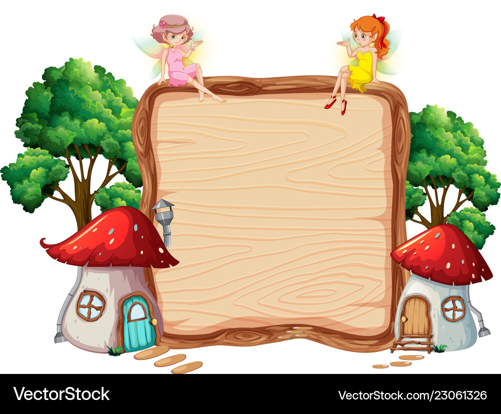 Fairy on wooden banner Royalty Free Vector Image