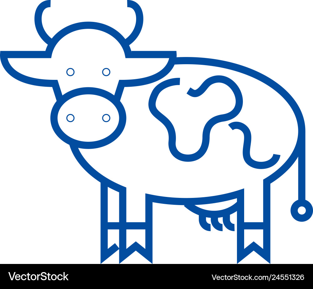 Farm cow line icon concept cow flat Royalty Free Vector