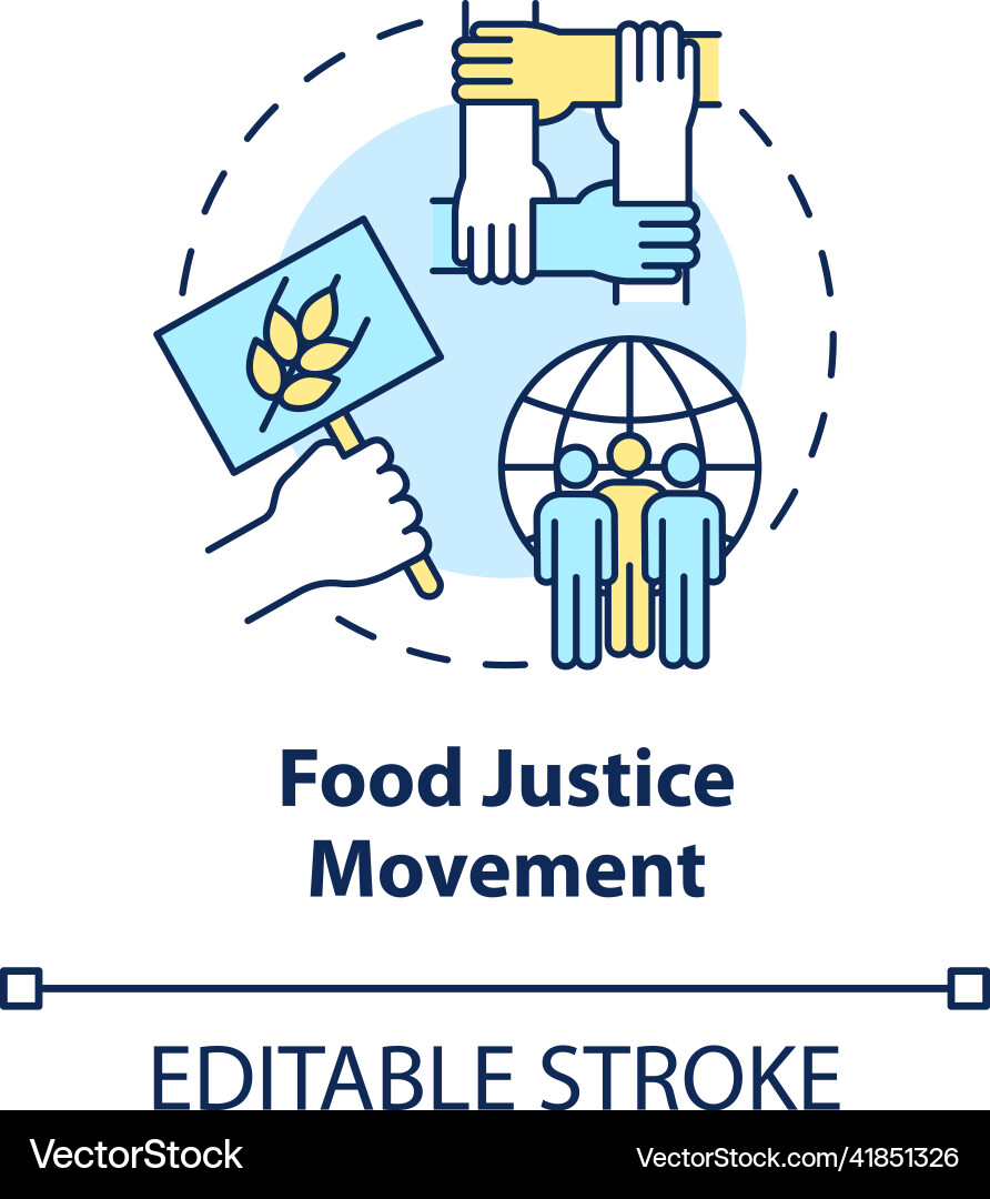 Food justice movement concept icon Royalty Free Vector Image