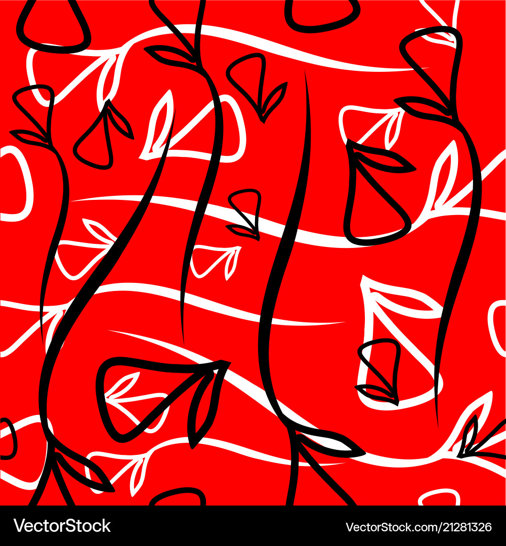 Geometric pattern of plant white and black Vector Image