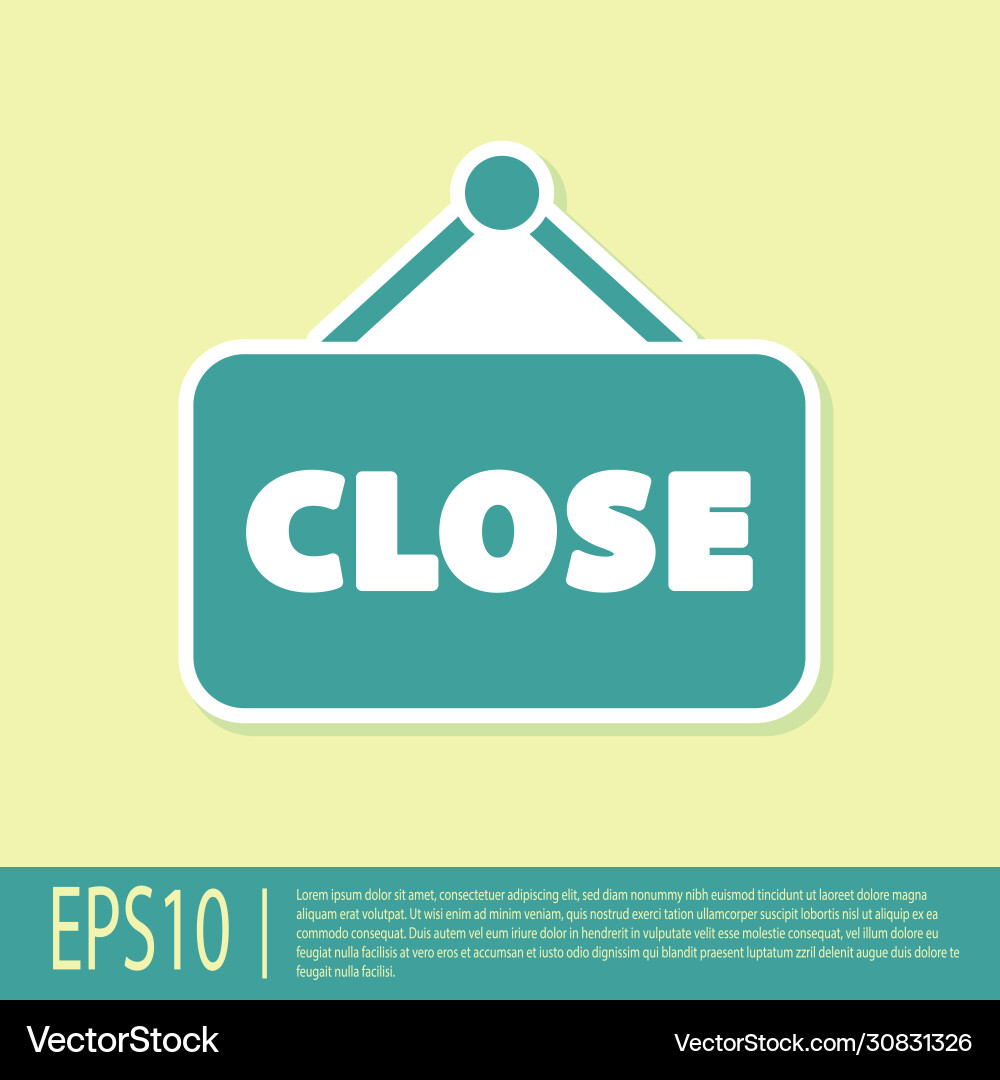 Green hanging sign with text closed icon isolated Vector Image