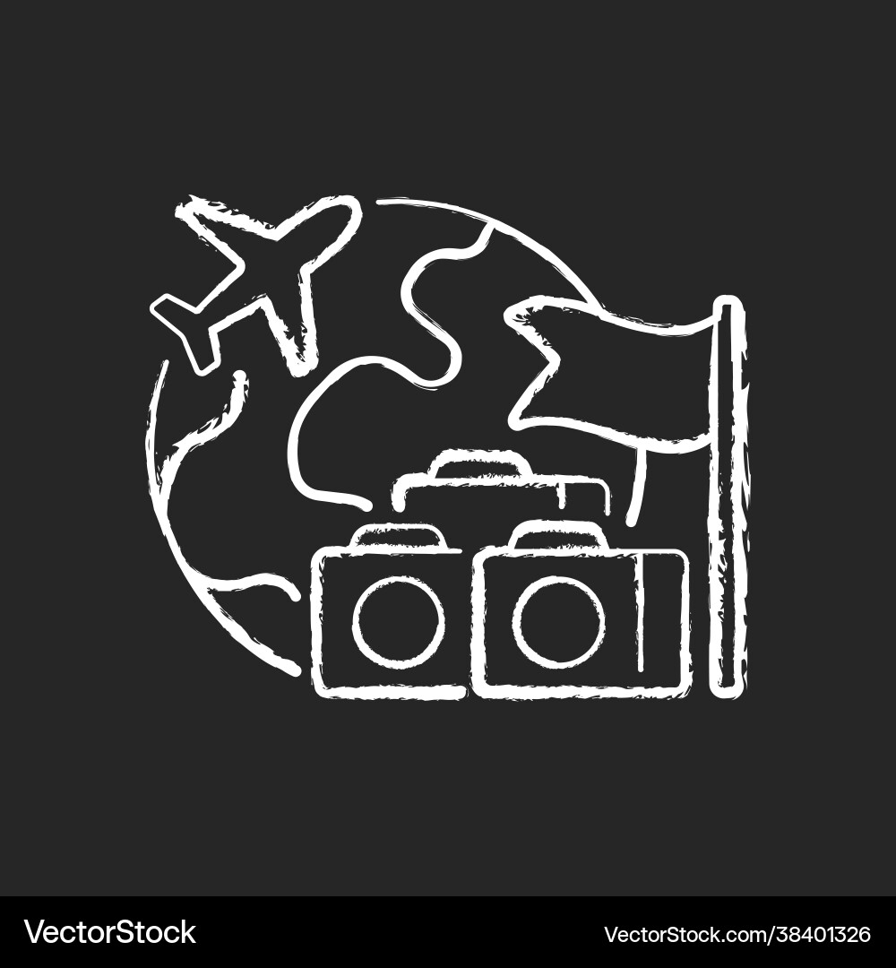 Group tour chalk white icon on dark background Vector Image