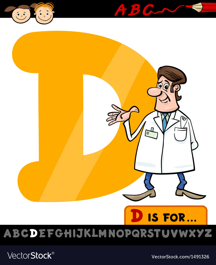 Letter D With Doctor Cartoon Royalty Free Vector Image