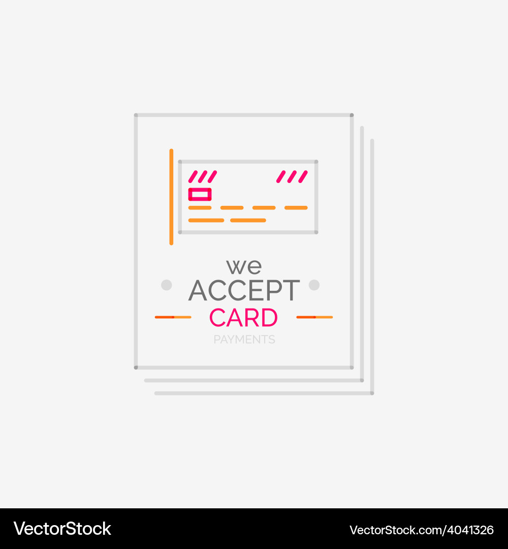 Line design shopping stamps accept card label Vector Image