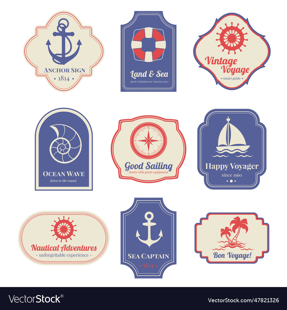 Nautical emblems set nautical emblems set Vector Image
