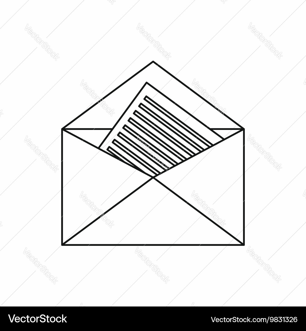 Open envelope with sheet of paper icon Royalty Free Vector