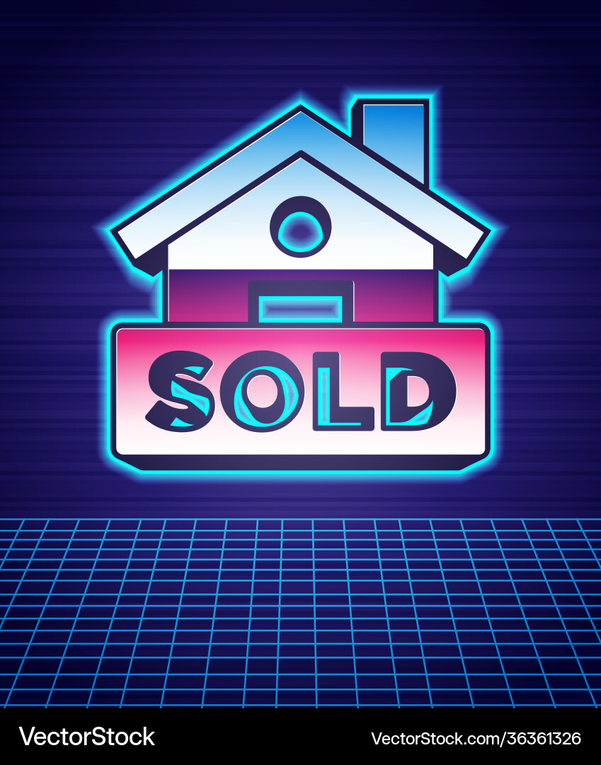 Retro style hanging sign with text sold icon Vector Image