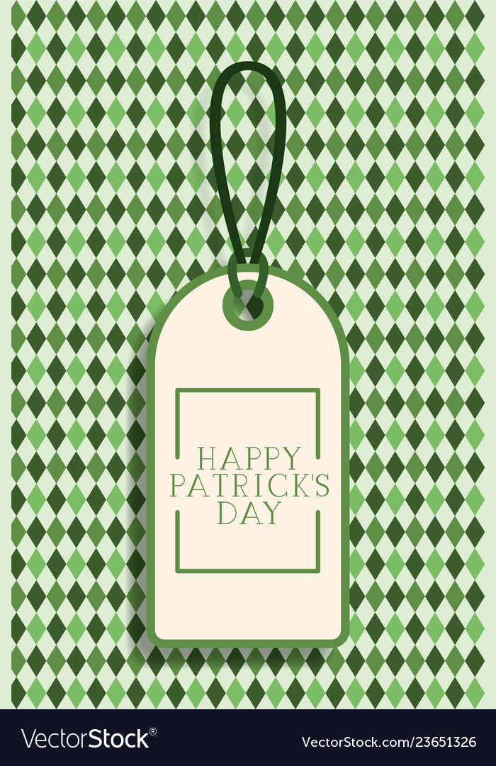 Saint patricks day tag hanging with green Vector Image