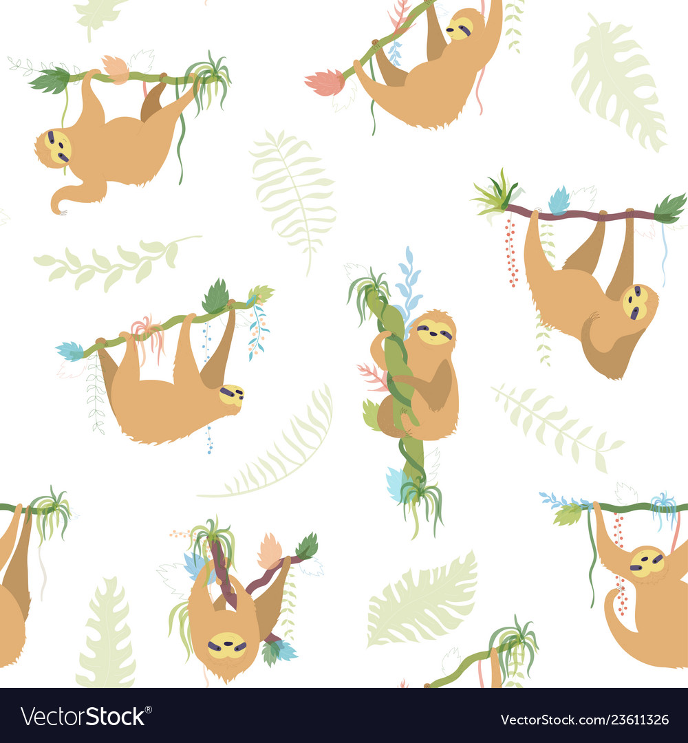 Seamless pattern with cute sloth Royalty Free Vector Image