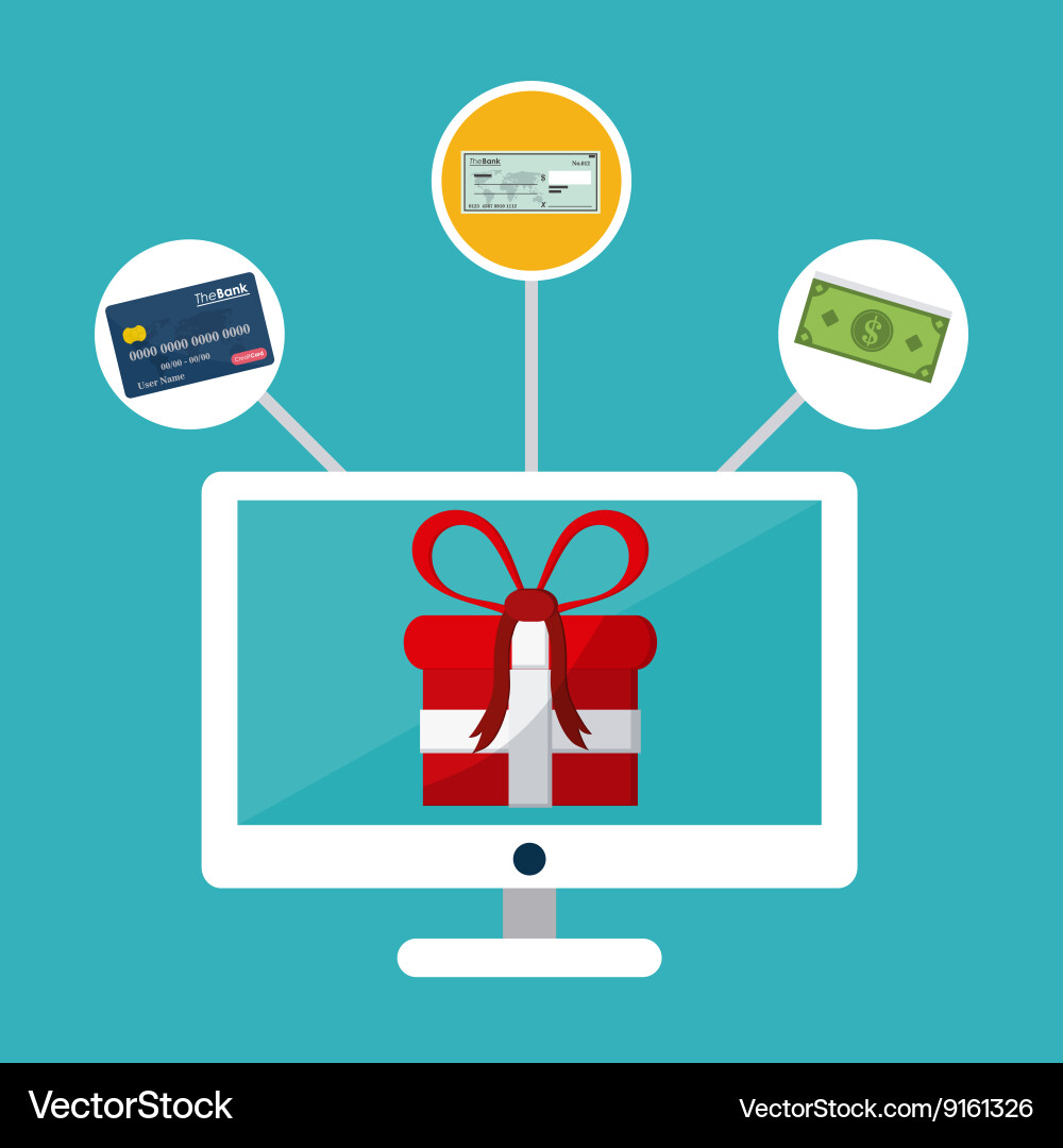 Shopping with computer design Royalty Free Vector Image