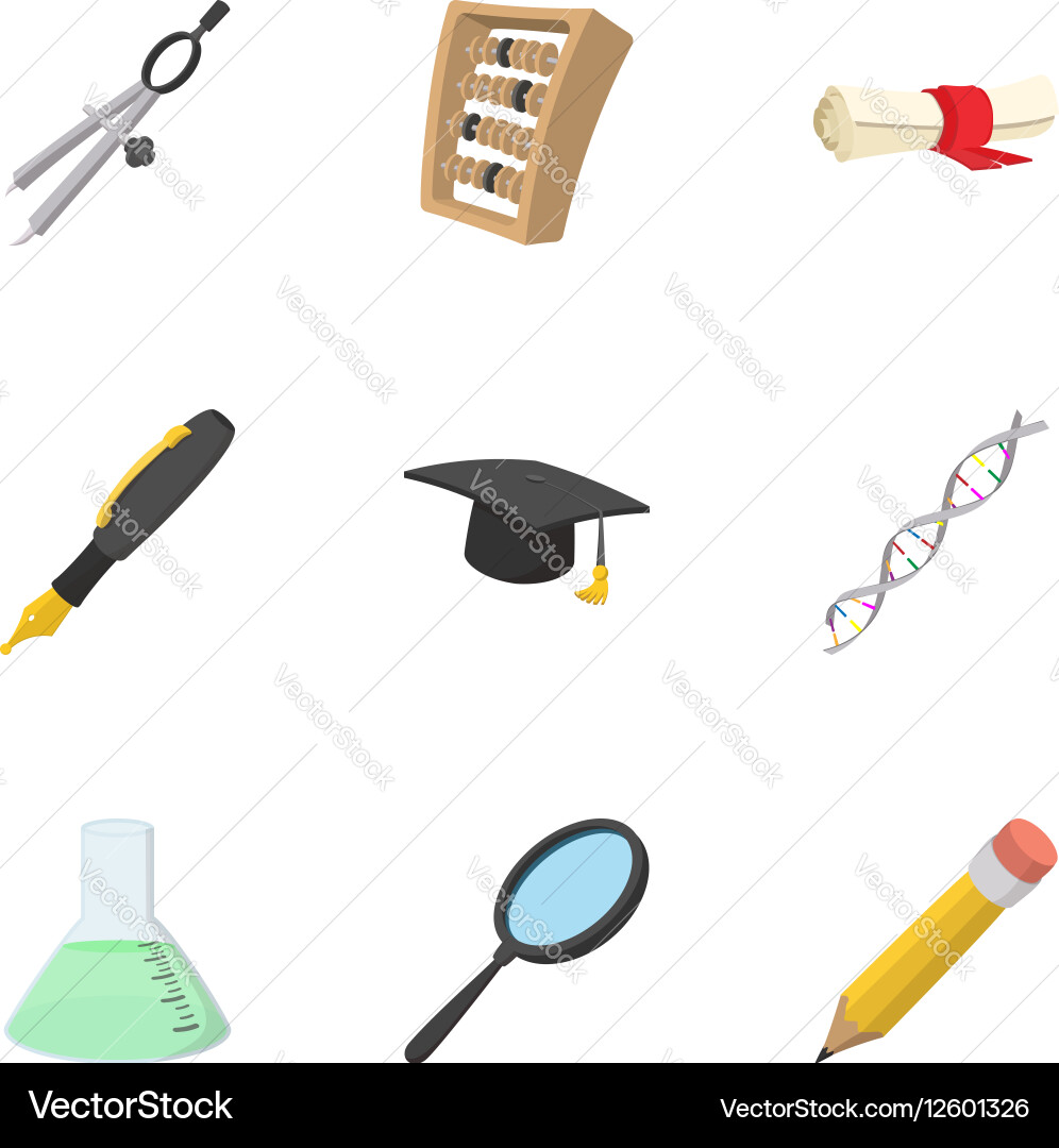 Student icons set cartoon style Royalty Free Vector Image