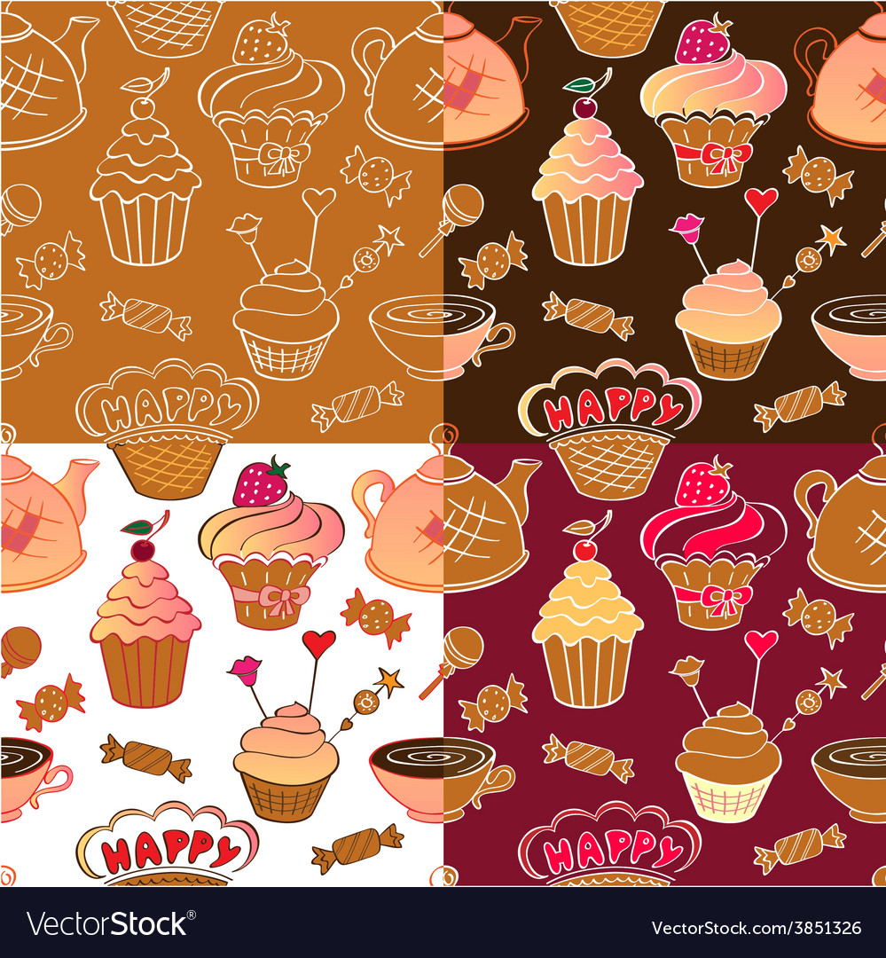 Tea party seamless pattern Royalty Free Vector Image