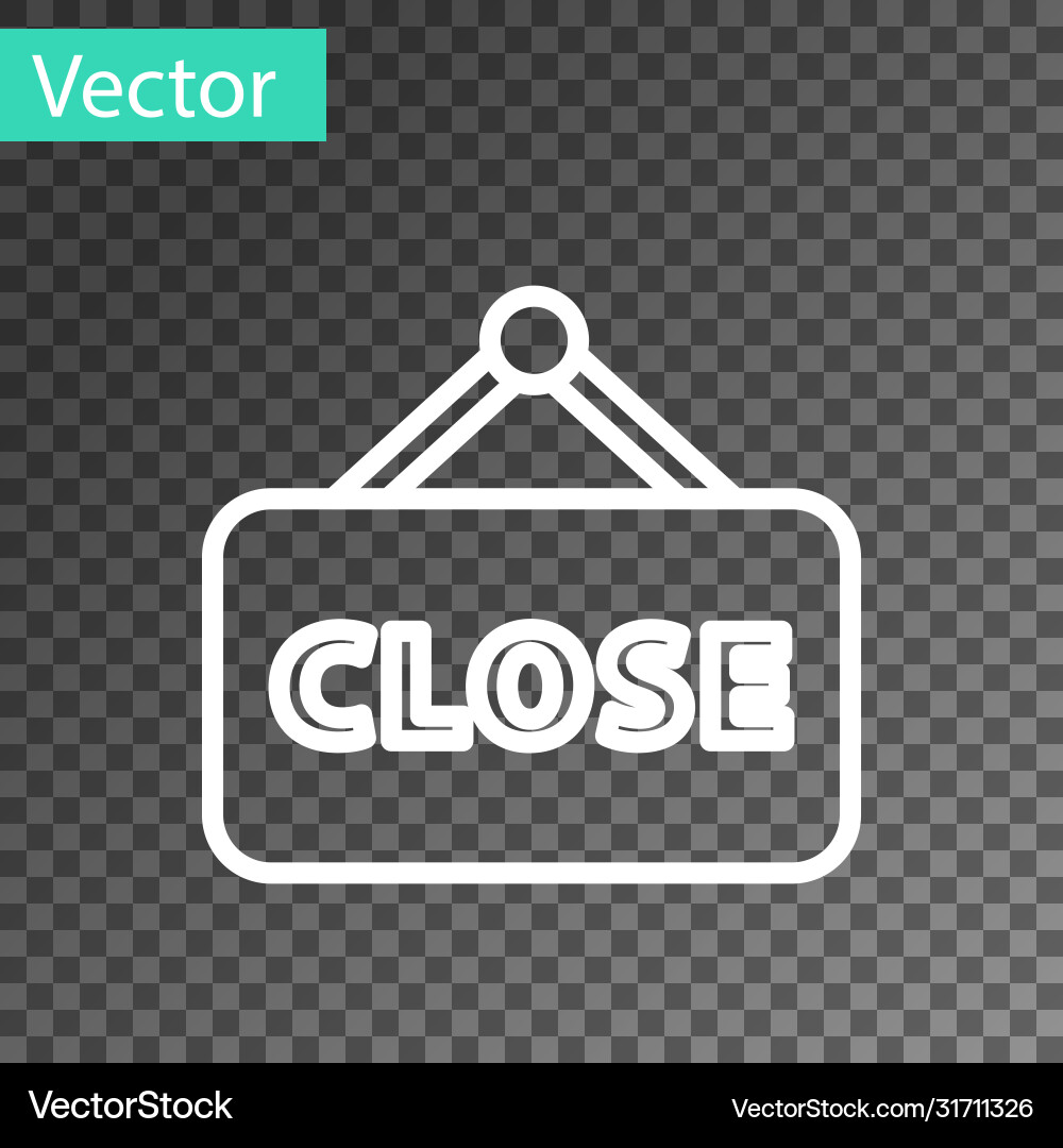 White line hanging sign with text closed icon Vector Image