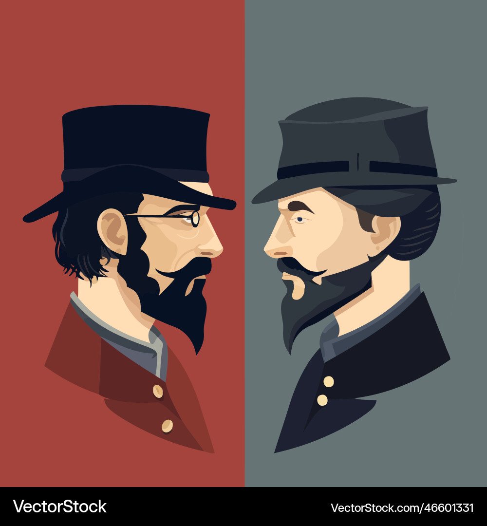 American civil war depicted by two men Royalty Free Vector