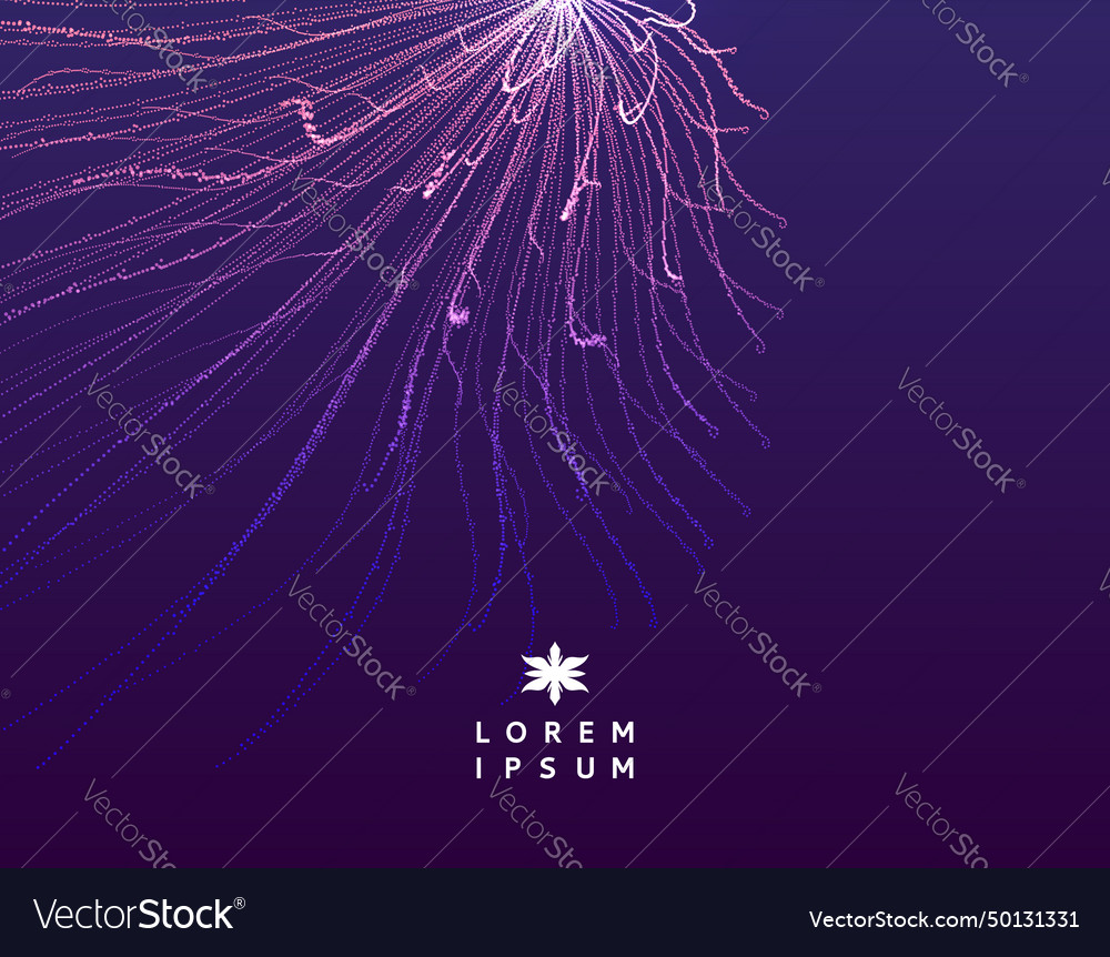 Array with dynamic particles 3d futuristic Vector Image