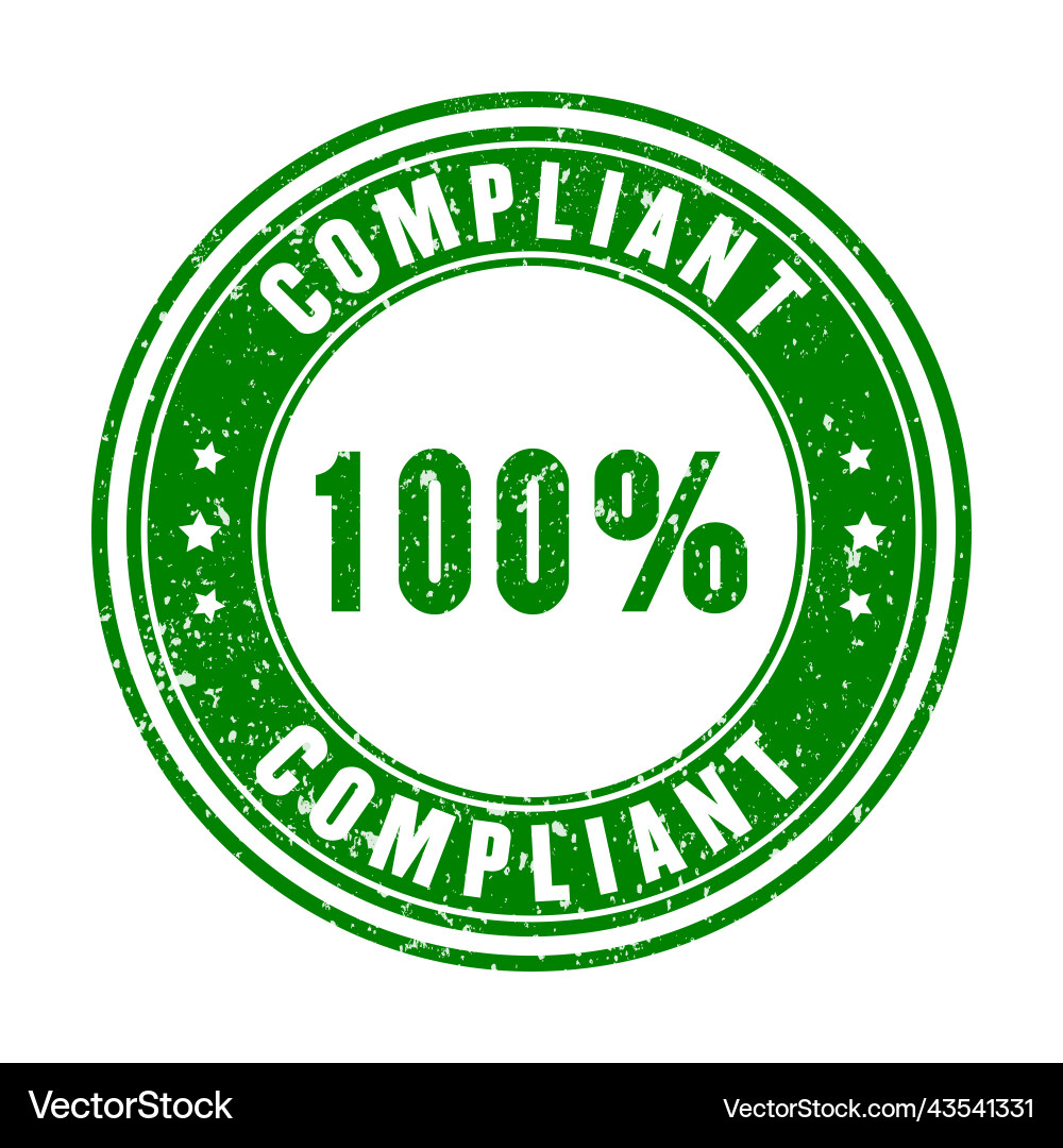 Compliant green ink stamp isolated on white Vector Image