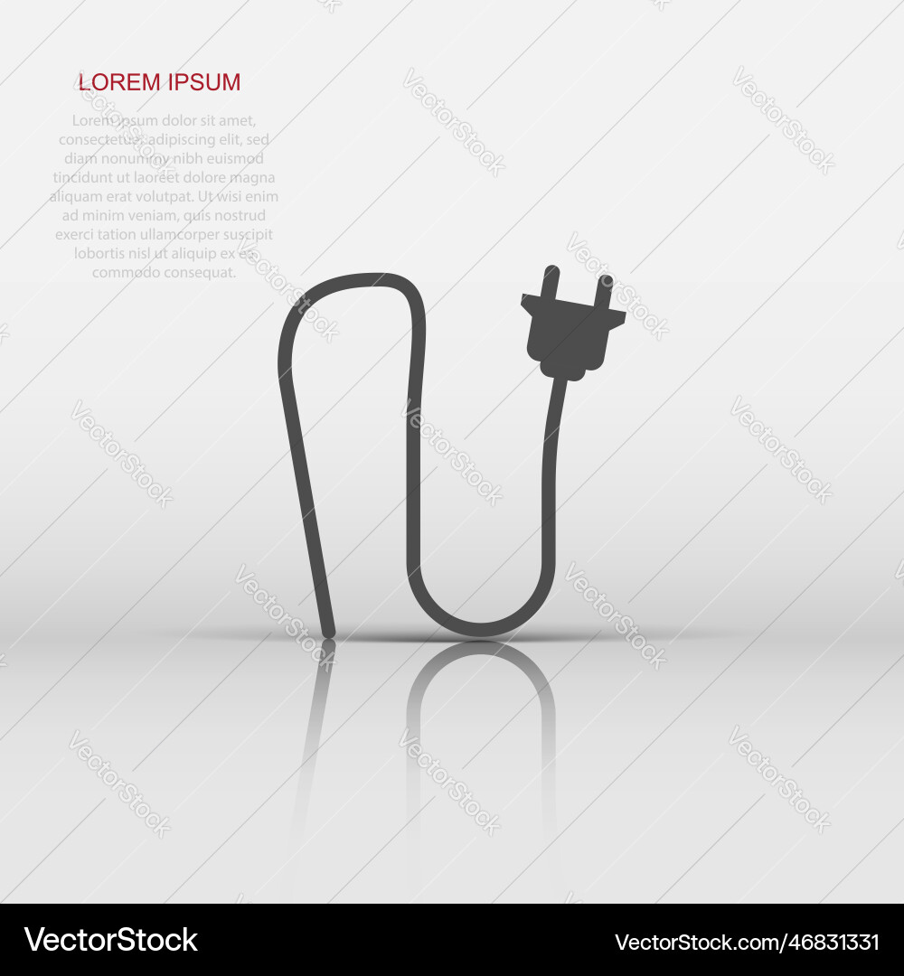 Electric plug sign icon in flat style power plug Vector Image
