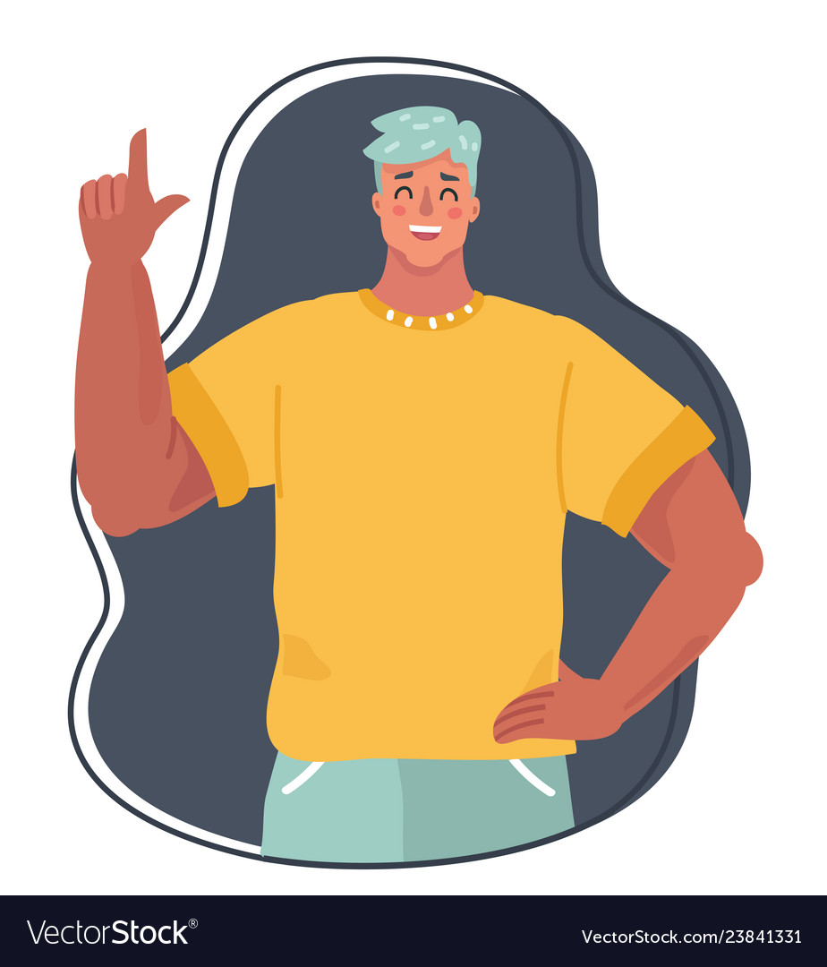 Handsome young man holding up his index finger Vector Image Handsome young man holding up his index finger Vector Image