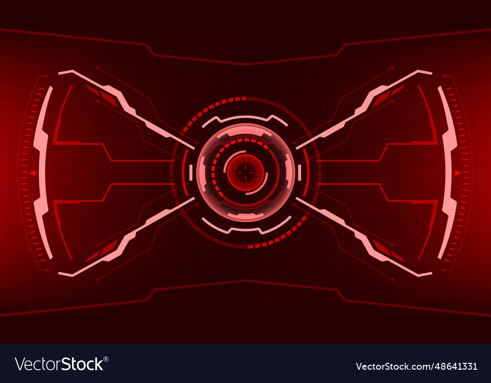 Hud sci-fi interface screen view red geometric Vector Image