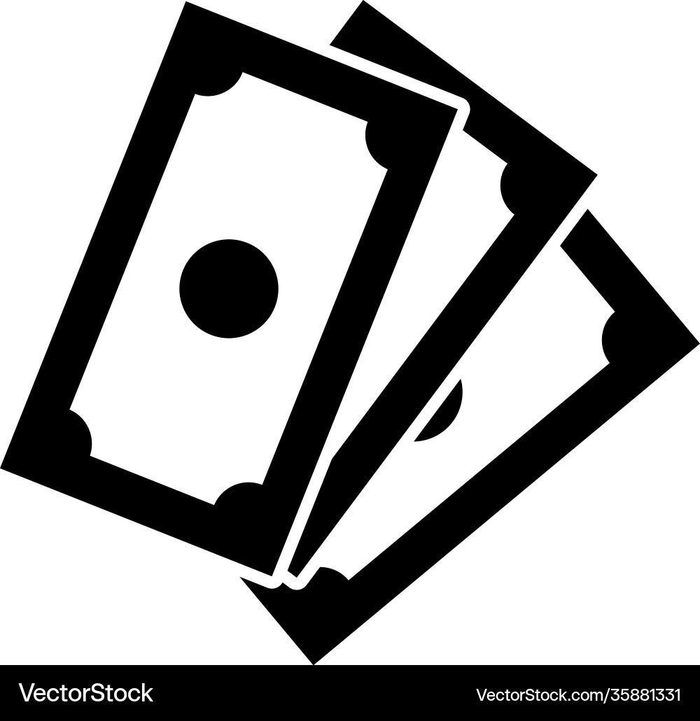 Icon money bills silhouette style Royalty Free Vector Image
